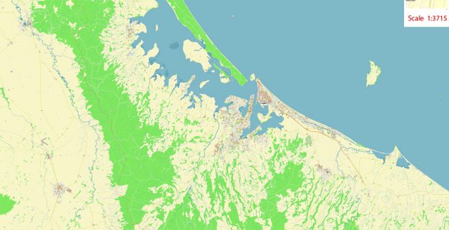 Tauranga New Zealand Map Vector Exact High Detailed City Plan editable ...