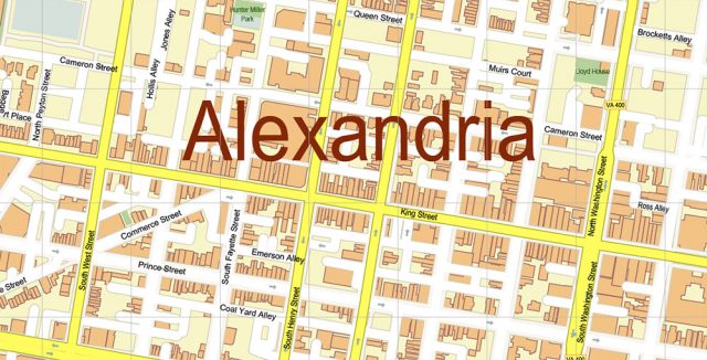 Alexandria Virginia + Washington DC US Map Vector Exact High Detailed ...