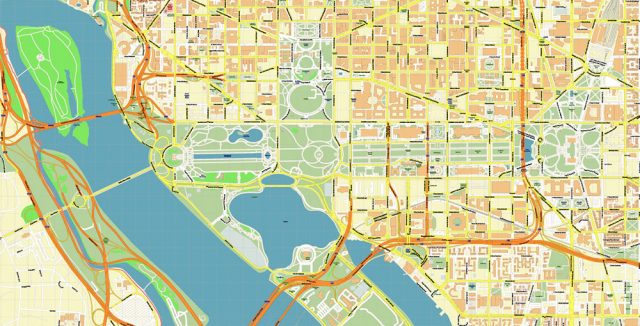 Alexandria Virginia + Washington DC US Map Vector Exact High Detailed ...