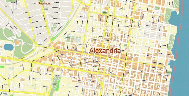 Alexandria Virginia + Washington DC US Map Vector Exact High Detailed ...