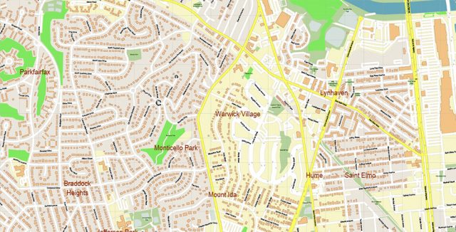 Alexandria Virginia + Washington DC US PDF Vector Map: Exact High ...