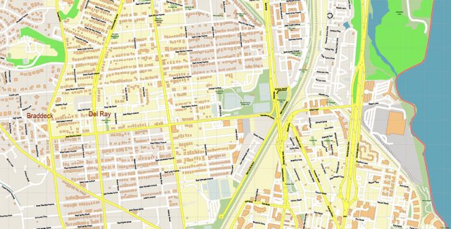 Alexandria Virginia + Washington DC US Map Vector Exact High Detailed ...