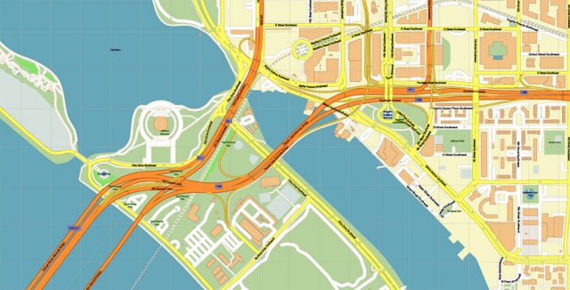 Alexandria Virginia + Washington DC US Map Vector Exact High Detailed ...