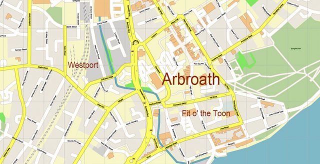 Arbroath UK PDF Vector Map: Exact High Detailed City Plan editable ...