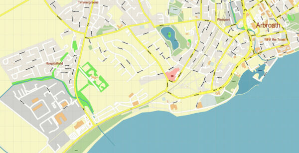 Arbroath UK PDF Vector Map: Exact High Detailed City Plan editable ...