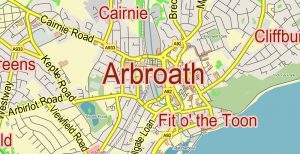 Arbroath UK PDF Vector Map: Exact High Detailed City Plan editable ...