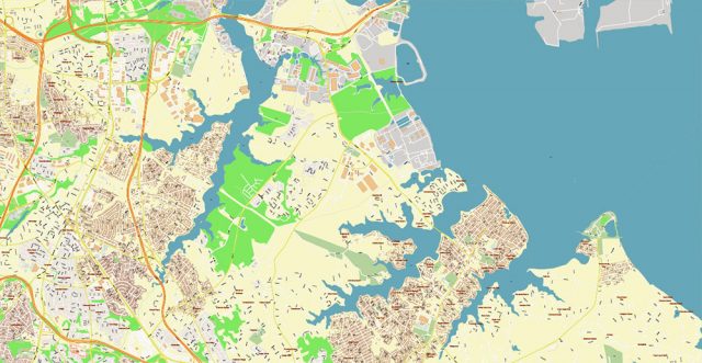 Baltimore Metro Area Maryland US PDF Vector Map Exact High Detailed ...
