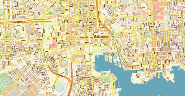 Baltimore Metro Area Maryland US PDF Vector Map Exact High Detailed ...