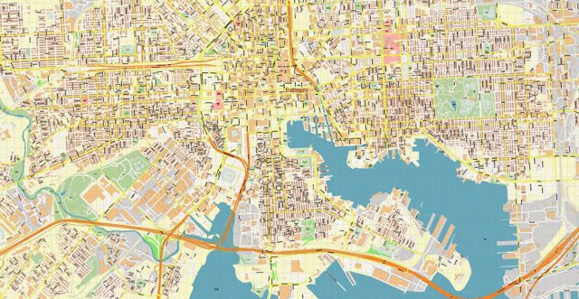 Baltimore Metro Area Maryland US PDF Vector Map Exact High Detailed ...