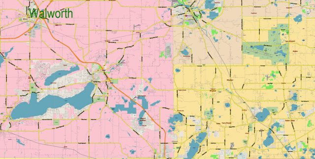 Chicago Illinois Metro Area US Vector Map: Full Extra High Detailed ...