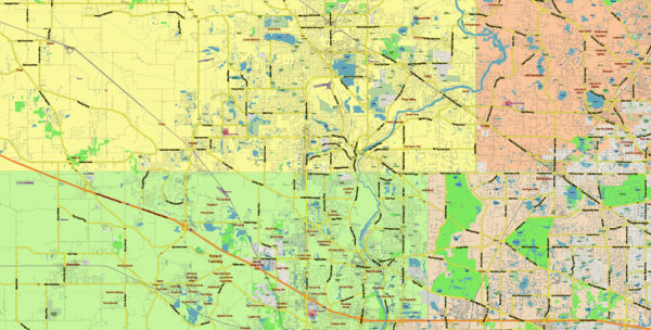 Chicago Illinois Metro Area US Vector Map: Full Extra High Detailed ...
