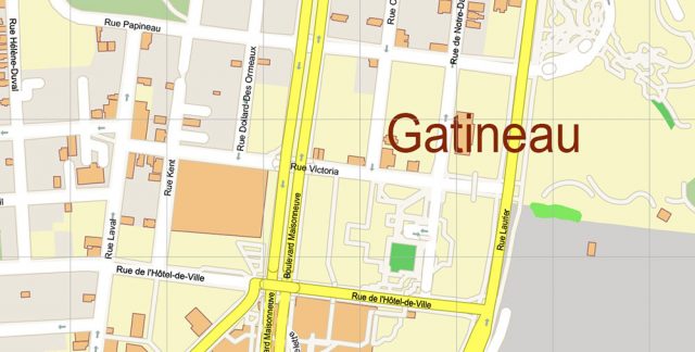 Gatineau Quebec Canada Map Vector Exact High Detailed City Plan ...