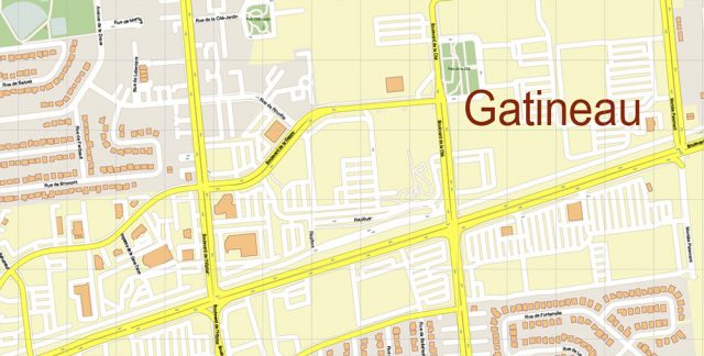 Gatineau Quebec Canada Map Vector Exact High Detailed City Plan ...