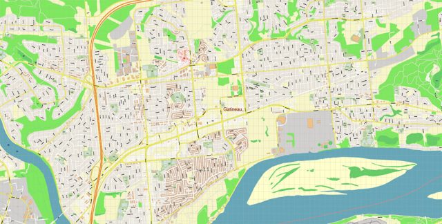 Gatineau Quebec Canada Map Vector Exact High Detailed City Plan ...