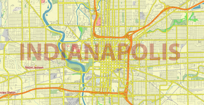 Indianapolis Indiana US Vector Map Free Editable Layered Adobe ...