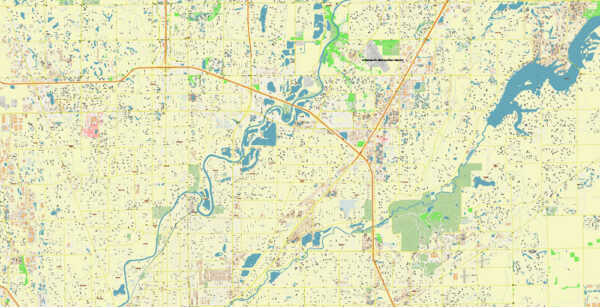 Indianapolis Indiana US Map Vector Exact High Detailed City Plan ...