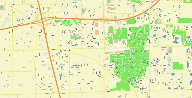 Indianapolis Indiana US Map Vector Exact High Detailed City Plan ...