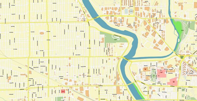 Indianapolis Indiana US Map Vector Exact High Detailed City Plan ...