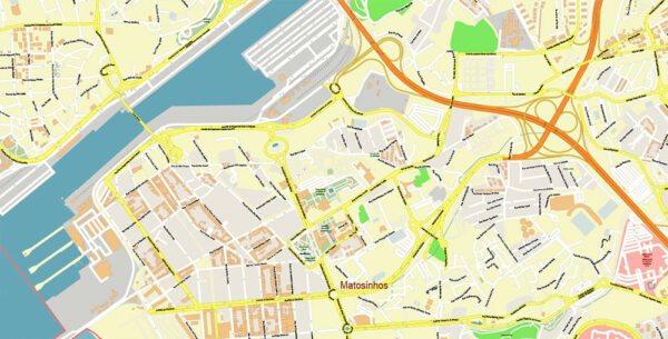 Porto Portugal PDF Vector Map: Exact High Detailed City Plan editable ...