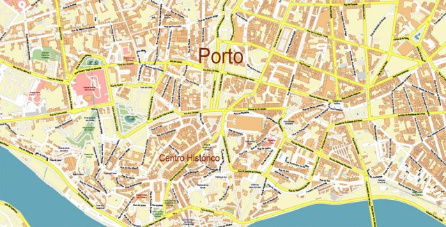 Porto Portugal PDF Vector Map: Exact High Detailed City Plan editable ...