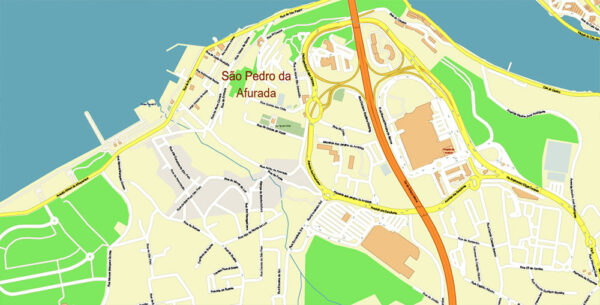 Porto Portugal PDF Vector Map: Exact High Detailed City Plan editable ...