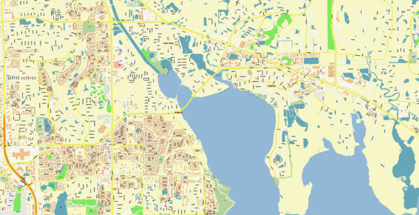 Tampa Bay Florida US Map Vector Exact High Detailed City Plan editable ...