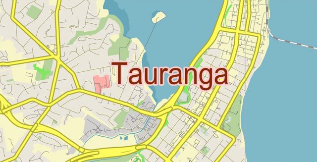 Tauranga New Zealand Vector Map Free Editable Layered Adobe Illustrator ...