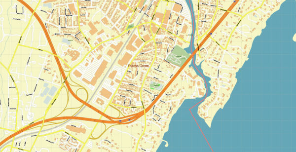 White Plains New York US PDF Vector Map: Exact High Detailed City Plan ...