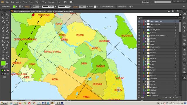 World PDF Vector Map: Dymaxion Projection Adobe PDF Detailed Divided by ...