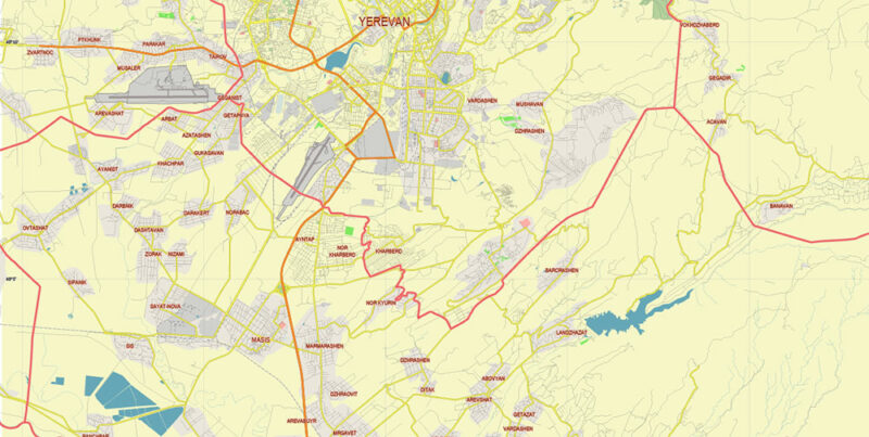Yerevan Armenia Vector Map Free Editable Layered Adobe Illustrator ...
