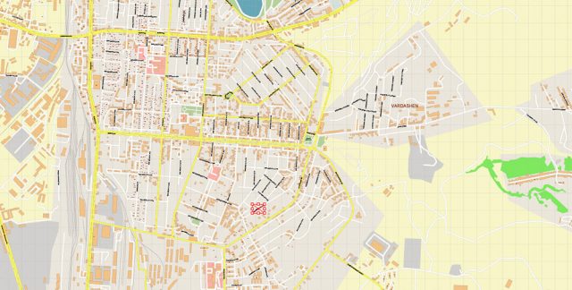 Yerevan Armenia Map Vector Exact High Detailed City Plan editable Adobe ...