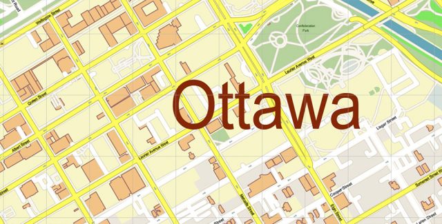 Ottawa Canada PDF Vector Map: Exact High Detailed City Plan editable ...