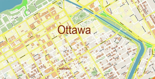 Ottawa Canada PDF Vector Map: Exact High Detailed City Plan editable ...