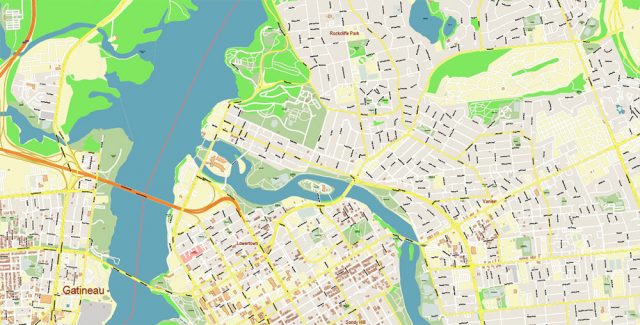 Ottawa Canada PDF Vector Map: Exact High Detailed City Plan editable ...
