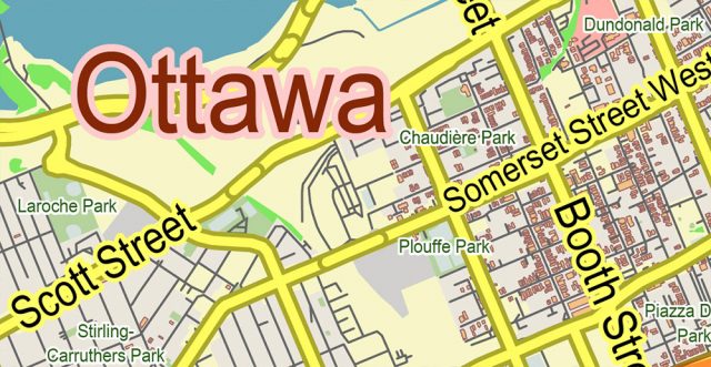 Ottawa Canada Map Vector City Plan Low Detailed (for small print size ...