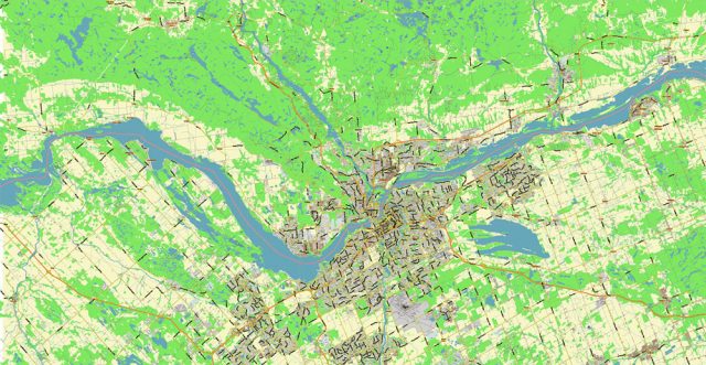 Ottawa Canada Map Vector City Plan Low Detailed (for small print size ...