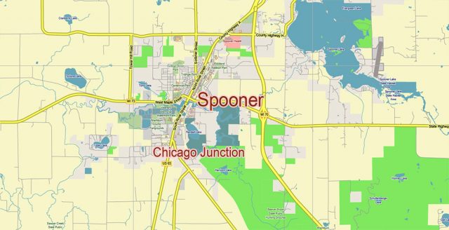 Windfall Lake Area Wisconsin US PDF Vector Map: Exact High Detailed ...