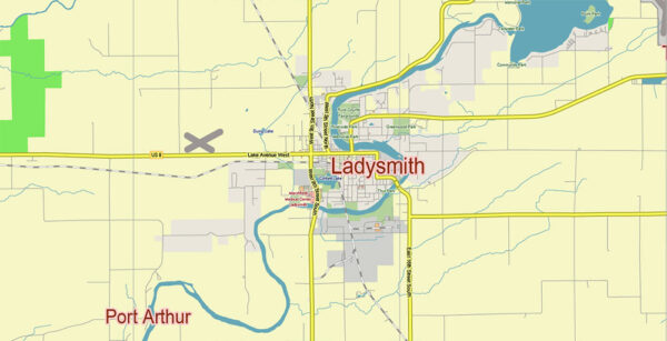 Windfall Lake Area Wisconsin US PDF Vector Map: Exact High Detailed ...