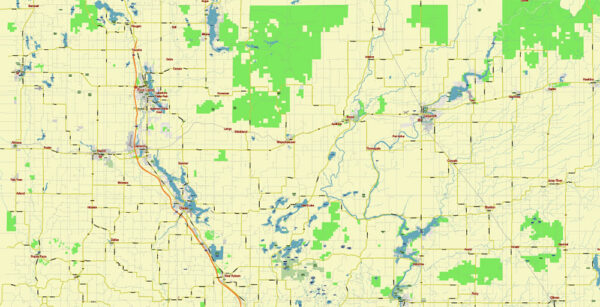 Windfall Lake Area Wisconsin US Map Vector Exact High Detailed + Low ...