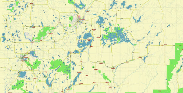 Windfall Lake Area Wisconsin US Map Vector Exact High Detailed + Low ...