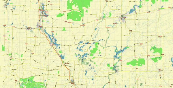 Windfall Lake Area Wisconsin US PDF Vector Map: Exact High Detailed ...