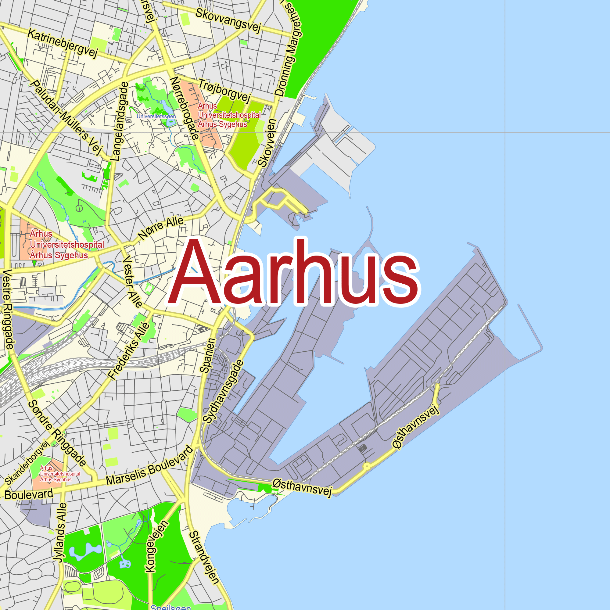 Aarhus Denmark printable vector map https://vectormap.net/map_design ...