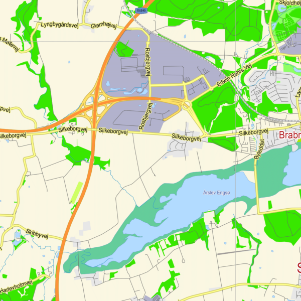 Aarhus Denmark printable vector map – Maps in Vector: Detailed Street ...
