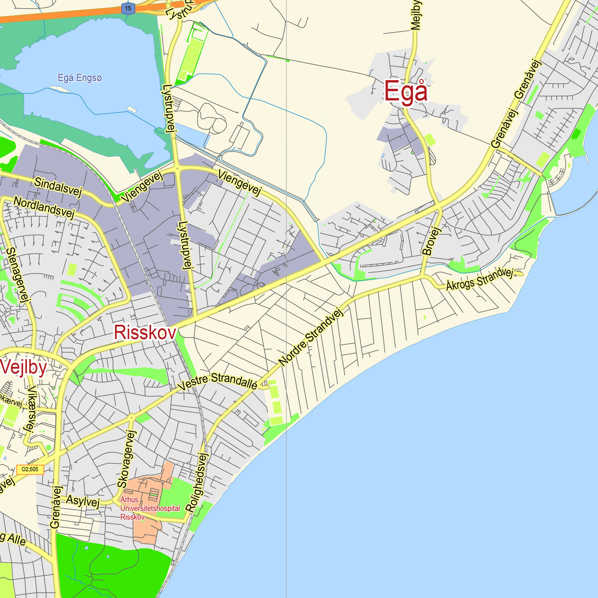 Aarhus Denmark printable vector map – Maps in Vector: Detailed Street ...