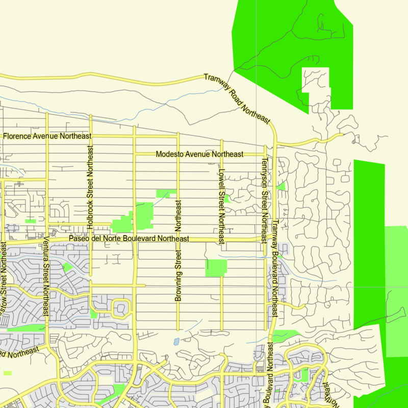Albuquerque New Mexico US printable vector map – Maps in Vector ...