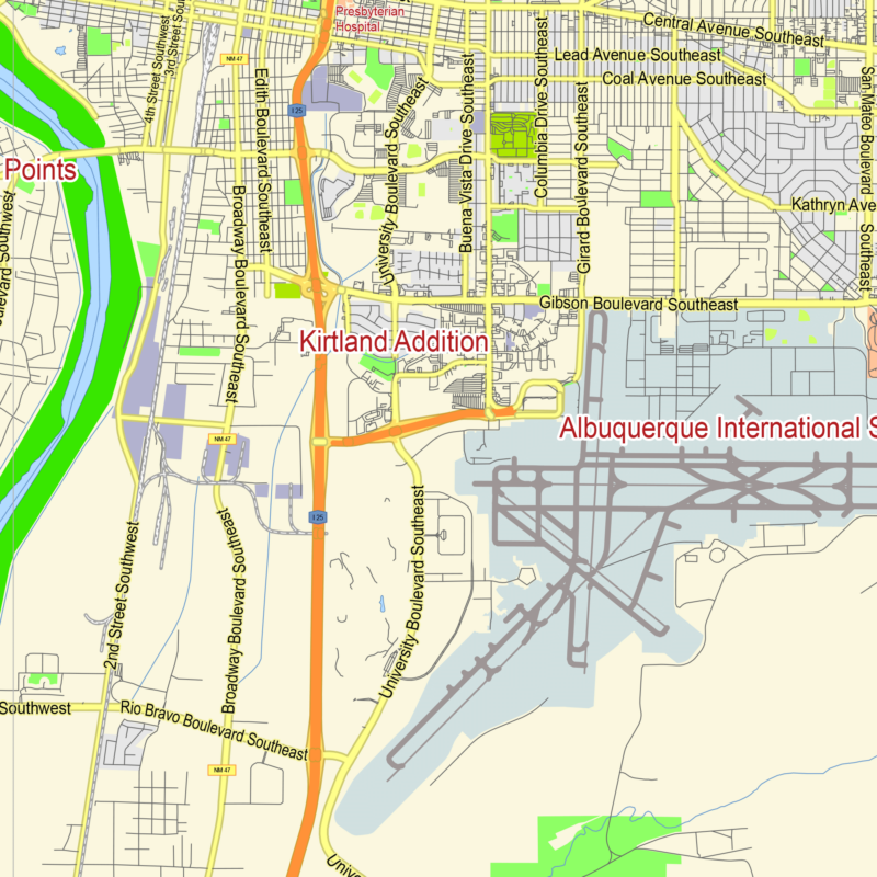 Albuquerque New Mexico US printable vector map – Maps in Vector ...