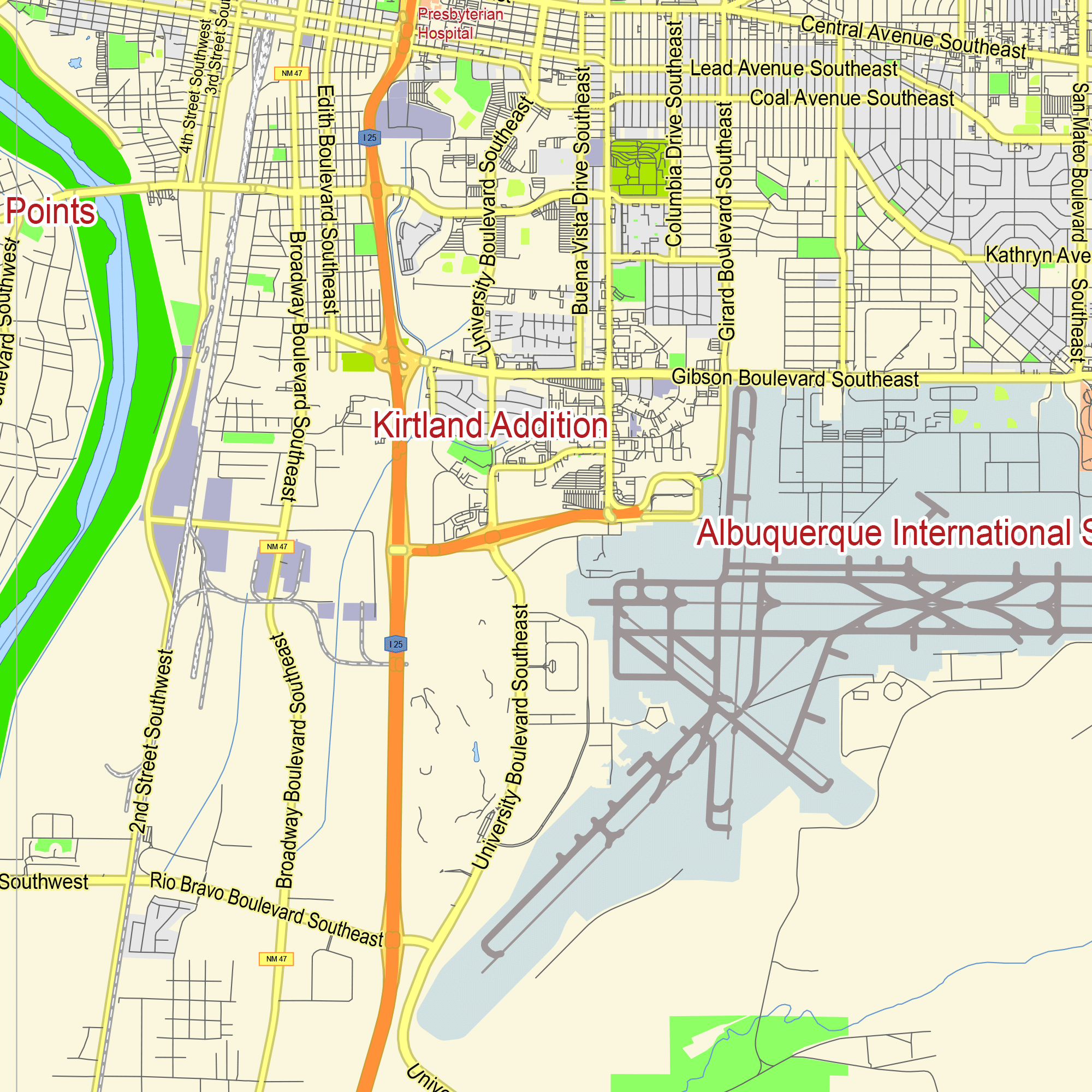 Albuquerque New Mexico US printable vector map – Maps in Vector ...