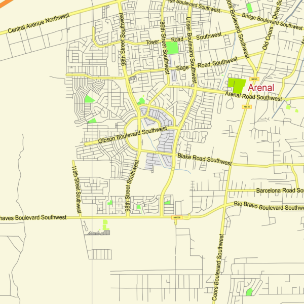 Albuquerque New Mexico US printable vector map – Maps in Vector ...