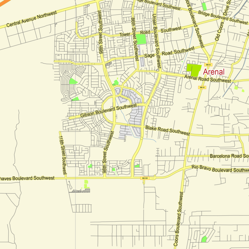 Albuquerque New Mexico US printable vector map – Maps in Vector ...