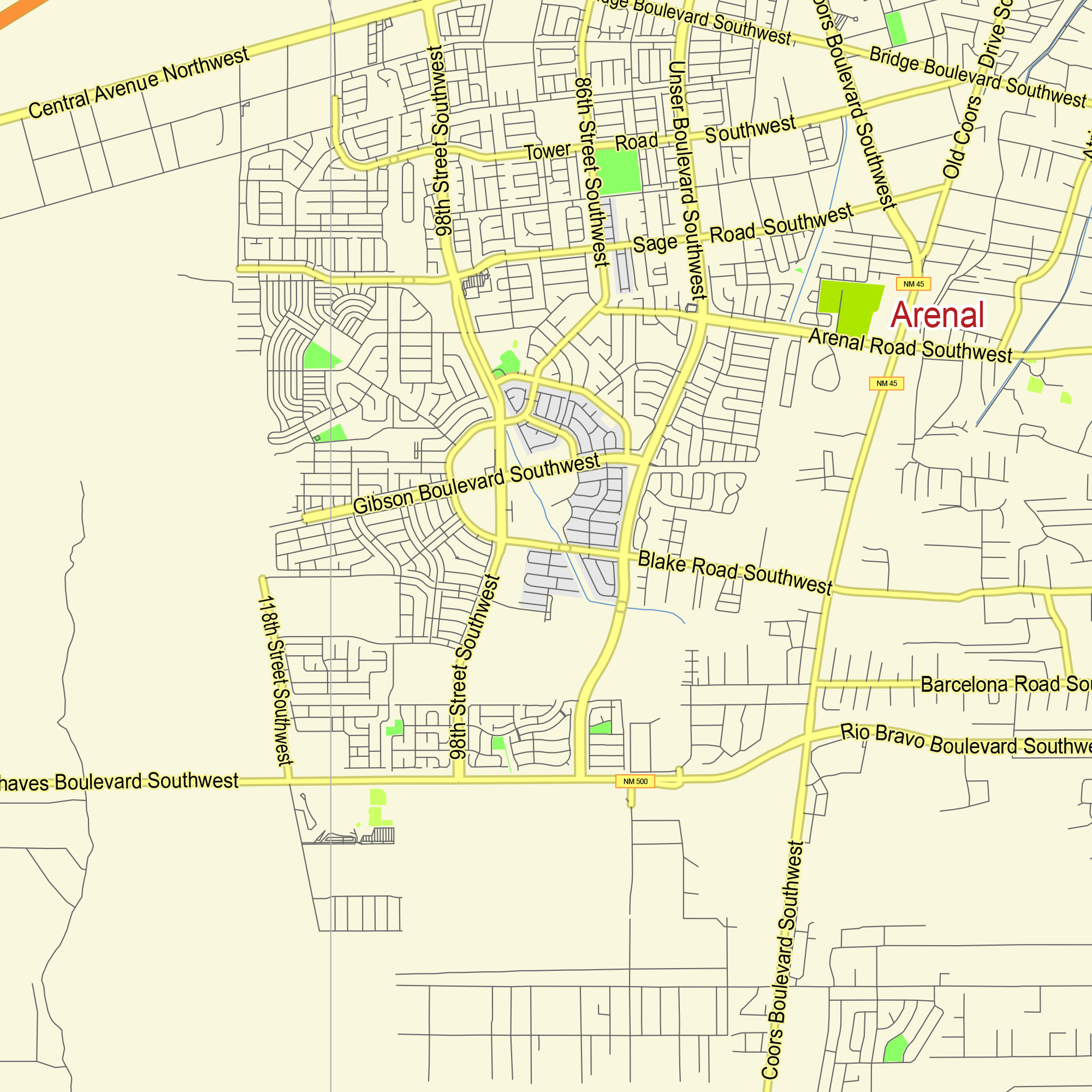 Albuquerque New Mexico US printable vector map – Maps in Vector ...